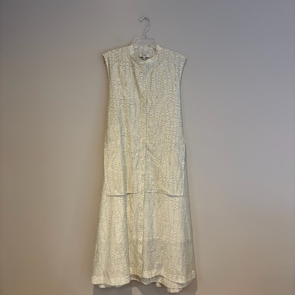 COS | Dresses | Cos Cream And Black Textured Linen Midi Dress | Poshmark